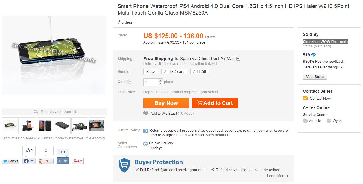 Haier W910 smartphone dual core sumergible por menos de 100 euros ...